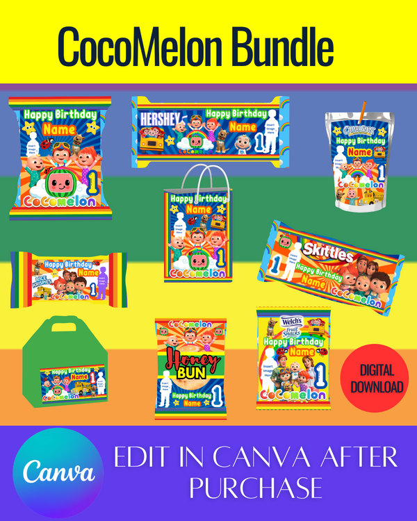 Editable Cocomelon Bundle Templates *Instant Download* Editable In Can ...