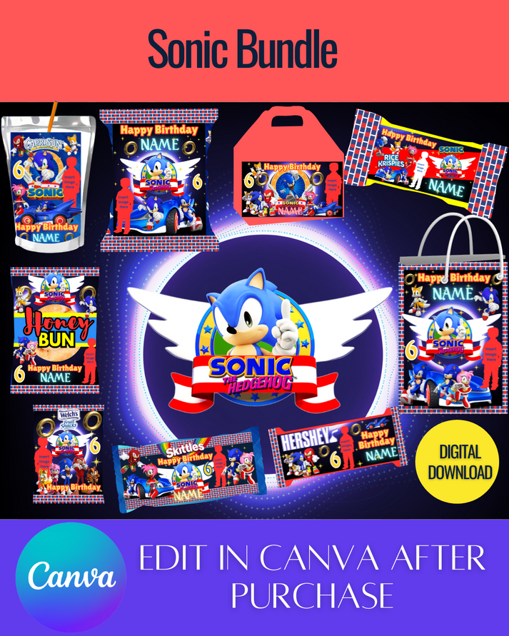 Editable Sonic Bundle Templates *Instant Download* Editable In Canva ...